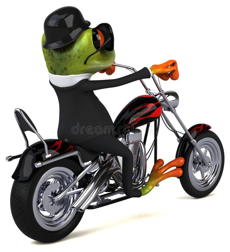 Fun Frog on a Motorcycle - 3D Illustration Stock Illustration ...