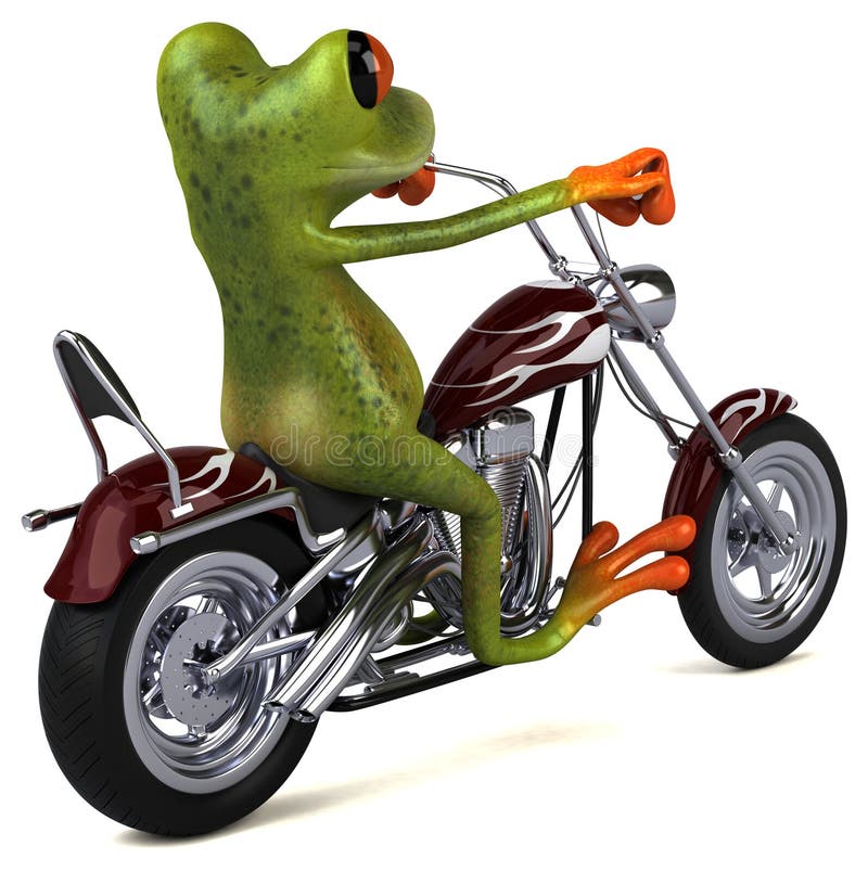 Fun Frog on a Motorcycle - 3D Illustration Stock Illustration ...