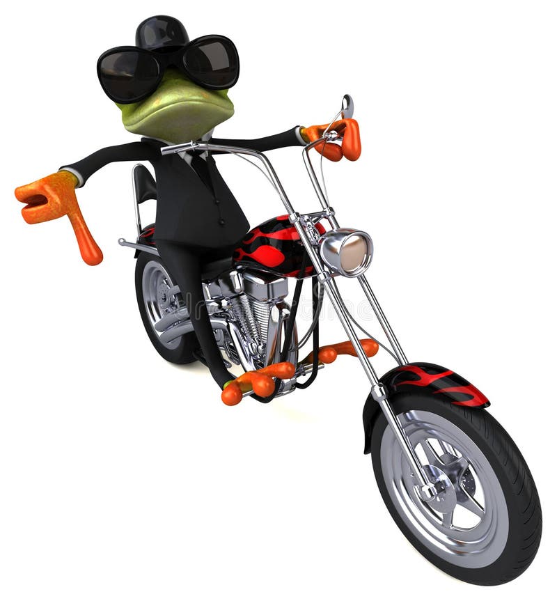 Fun Frog on a Motorcycle - 3D Illustration Stock Illustration ...