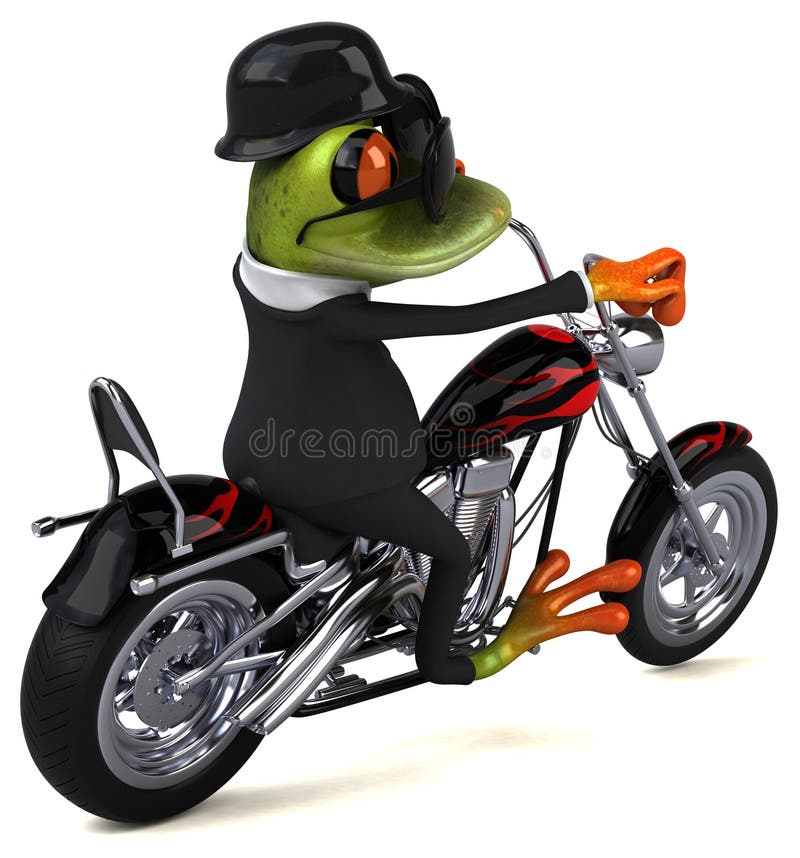 Fun Frog on a Motorcycle - 3D Illustration Stock Illustration ...