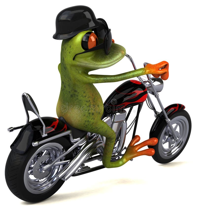 Fun Frog on a Motorcycle - 3D Illustration Stock Illustration ...