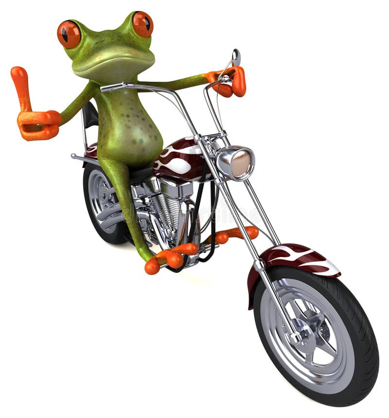 Fun Frog on a Motorcycle - 3D Illustration Stock Illustration ...