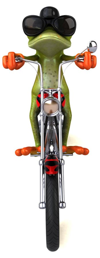 Fun Frog On A Motorcycle - 3D Illustration Stock Illustration ...