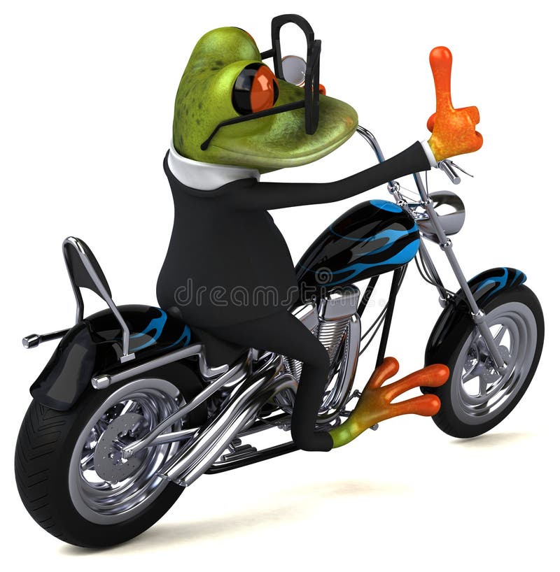 Fun Frog on a Motorcycle - 3D Illustration Stock Illustration ...