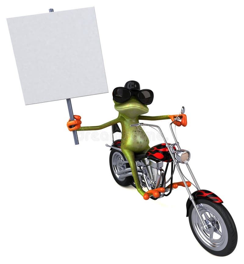Fun Frog on a Motorcycle - 3D Illustration Stock Illustration ...