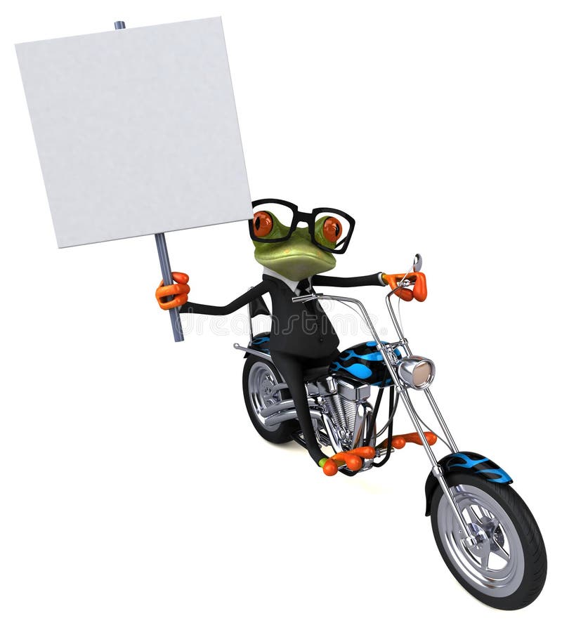 Fun Frog on a Motorcycle - 3D Illustration Stock Illustration ...