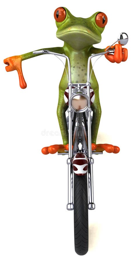 Fun Frog on a Motorcycle - 3D Illustration Stock Illustration ...