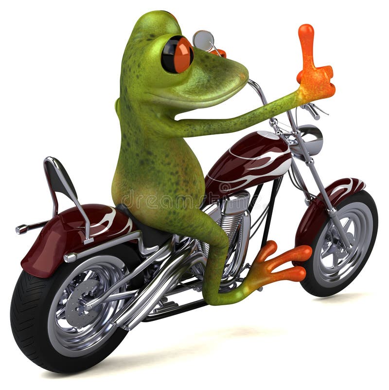 Fun Frog on a Motorcycle - 3D Illustration Stock Illustration ...