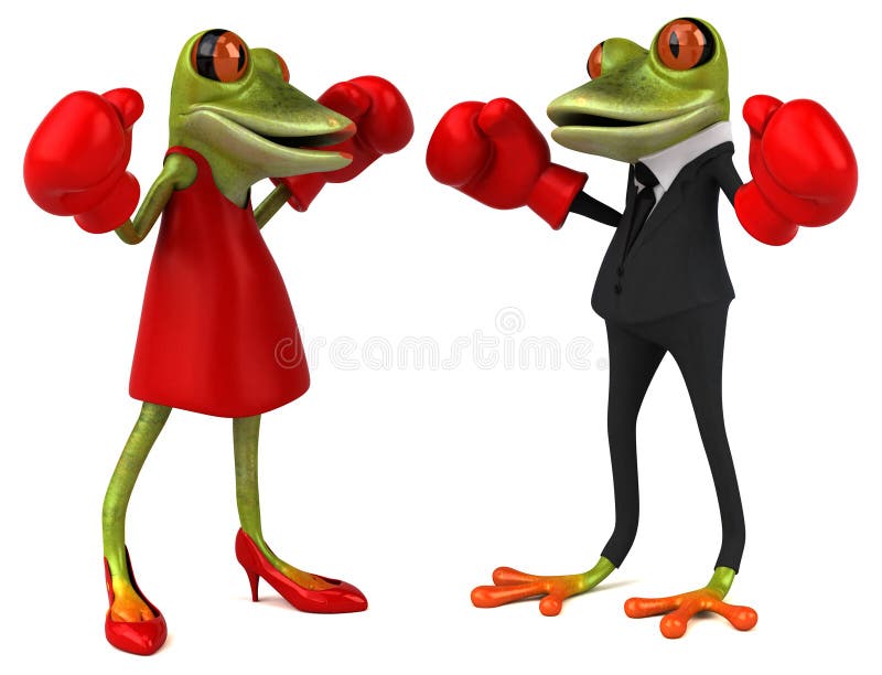 Fun Frogs Fighting - 3D Illustration Stock Illustration - Illustration ...