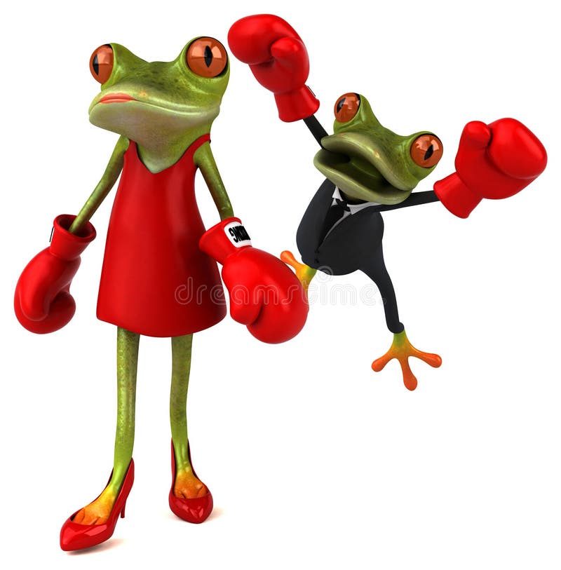 Fun Frogs Fighting - 3D Illustration Stock Illustration - Illustration ...