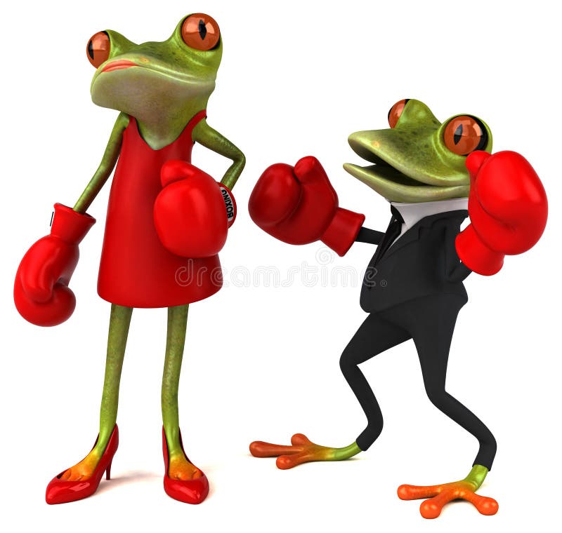 Fun Frogs Fighting - 3D Illustration Stock Illustration - Illustration ...