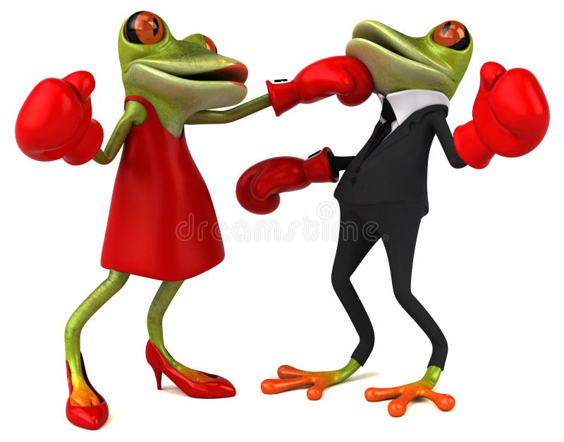 Fun Frogs Fighting - 3D Illustration Stock Illustration - Illustration ...