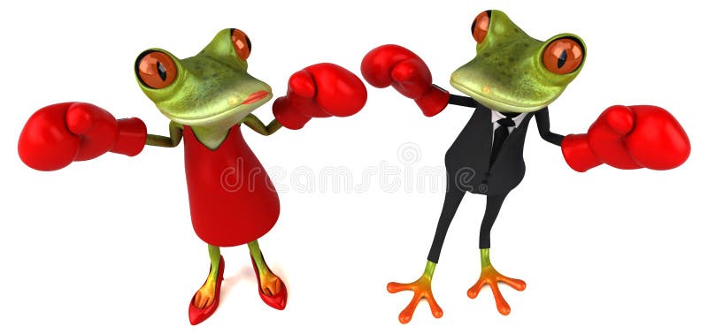 Fun Frogs Fighting - 3D Illustration Stock Illustration - Illustration ...