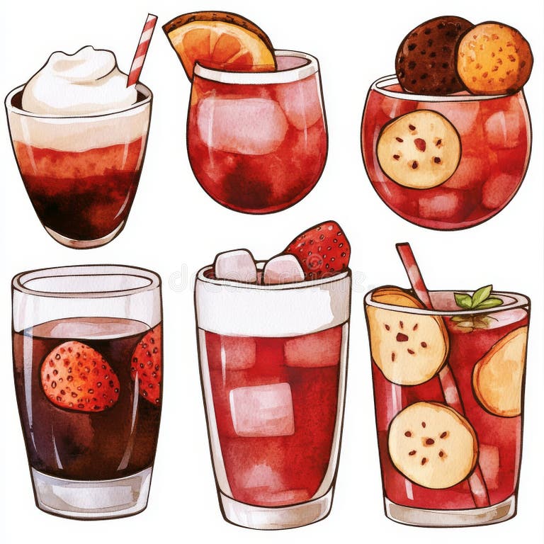 Fun Fruit Beverages: a Collection of Energizing Drink Visuals Stock ...