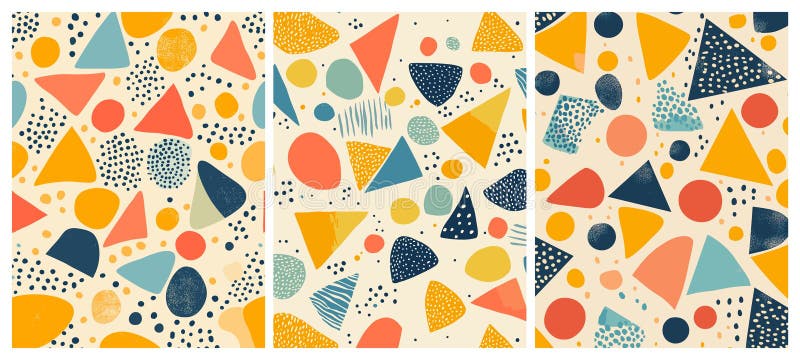 Fun Geometric Backgrounds. Doodle Spotted Abstract Modern Retro Vector ...