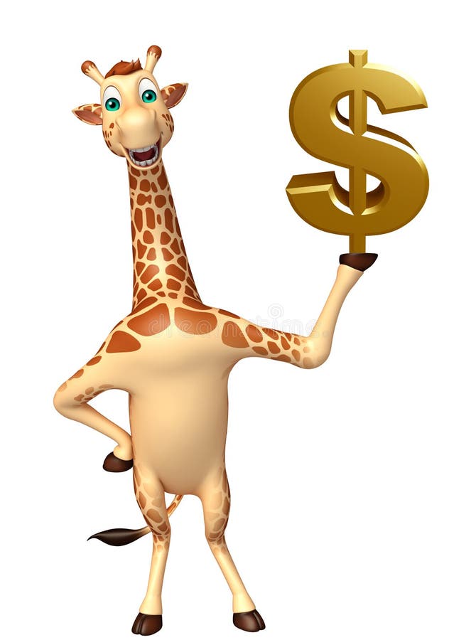 Fun Giraffe Cartoon Character with Dollar Sign Stock Illustration ...