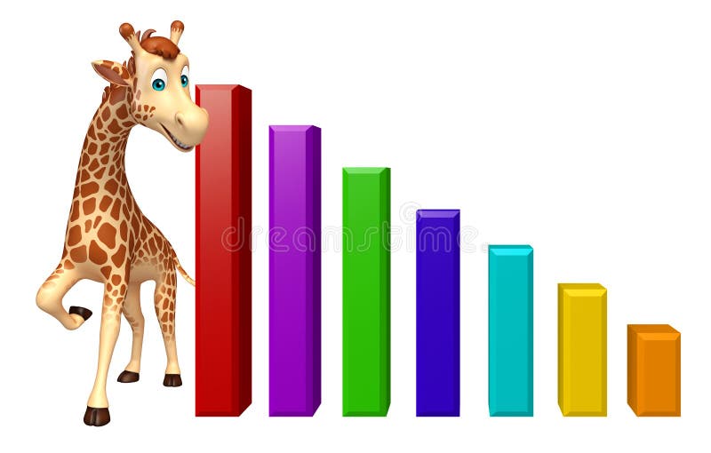 Fun Giraffe Cartoon Character with Graph Stock Illustration ...
