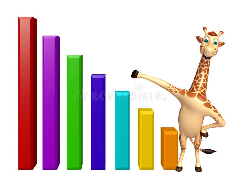 Fun Giraffe Cartoon Character with Graph Stock Illustration ...