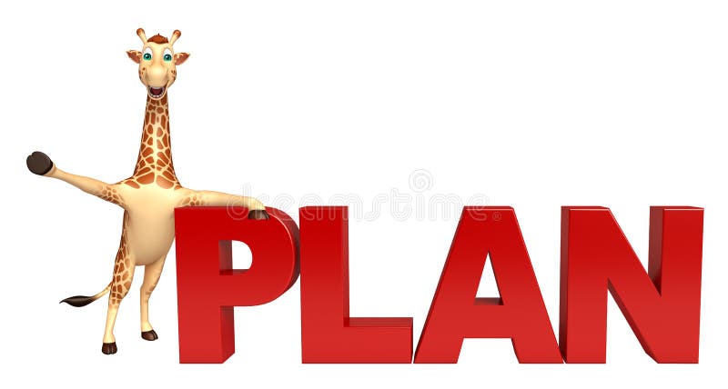Fun Giraffe Cartoon Character with Plan Sign Stock Illustration ...