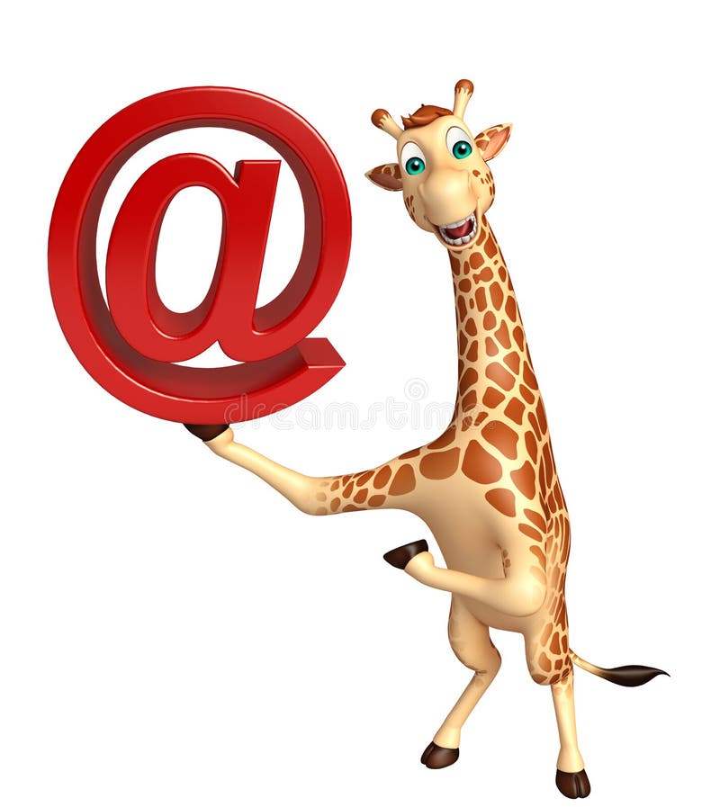 Fun Giraffe Cartoon Character with at the Rate Sign Stock Illustration ...
