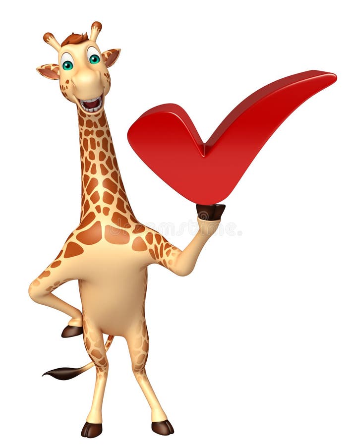 Fun Giraffe Cartoon Character with Right Sign Stock Illustration ...