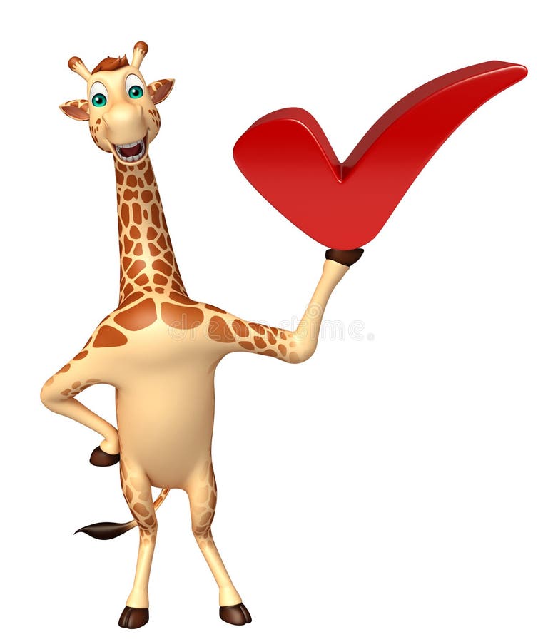 Fun Giraffe Cartoon Character with Right Sign Stock Illustration ...