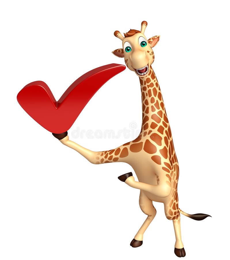 Fun Giraffe Cartoon Character with Right Sign Stock Illustration ...