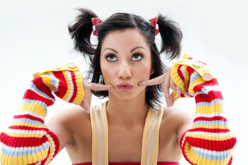 Fun girl stock image. Image of face, ponytails, eyes, expression - 7825485