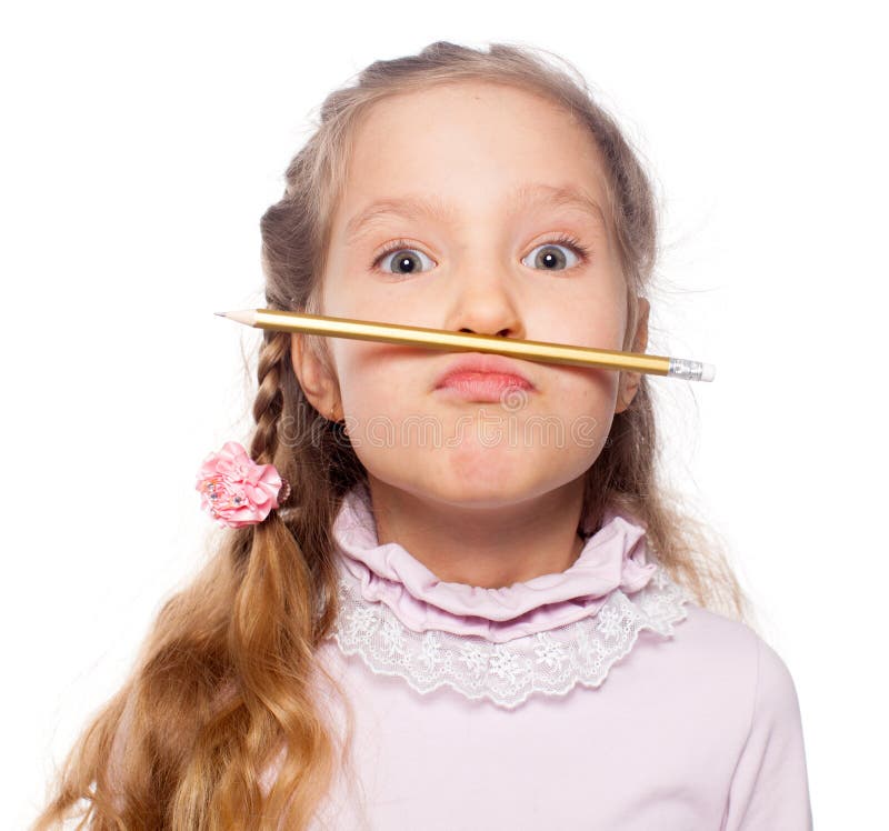 Fun girl stock photo. Image of lifestyle, people, pencil - 40987068