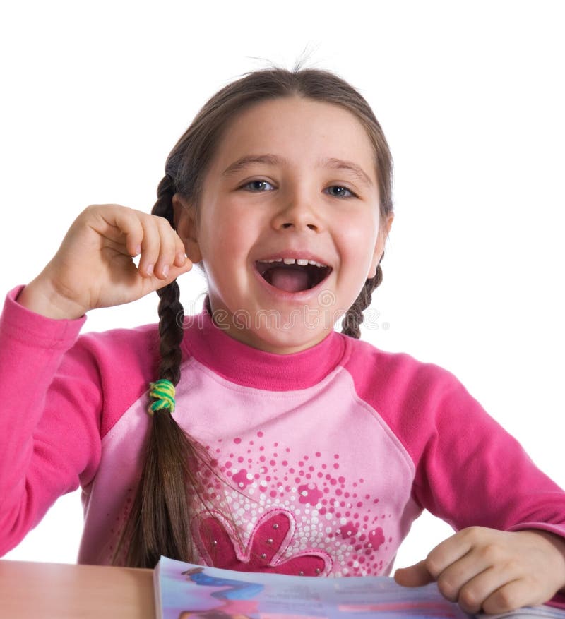 Fun girl with textbook stock photo. Image of school, lively - 3902048