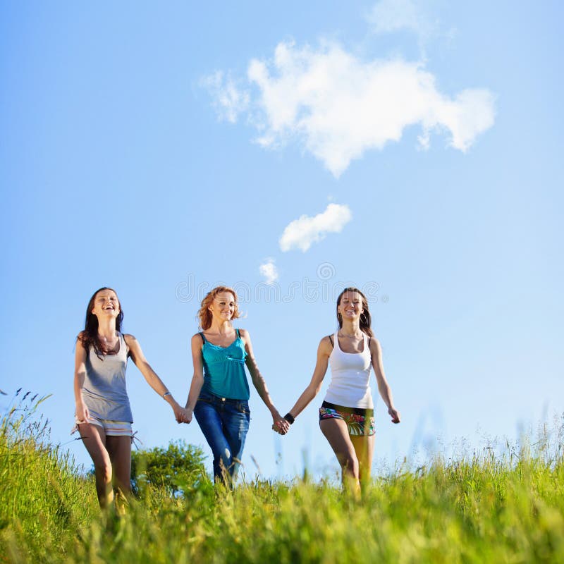Fun girlfriends stock photo. Image of green, outdoors - 33330440