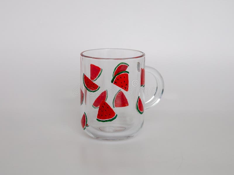Fun Glass Mug with Watermelon Slice Pattern Stock Photo - Image of ...