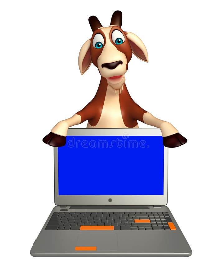 Fun Goat Cartoon Character with Clock Stock Illustration - Illustration ...