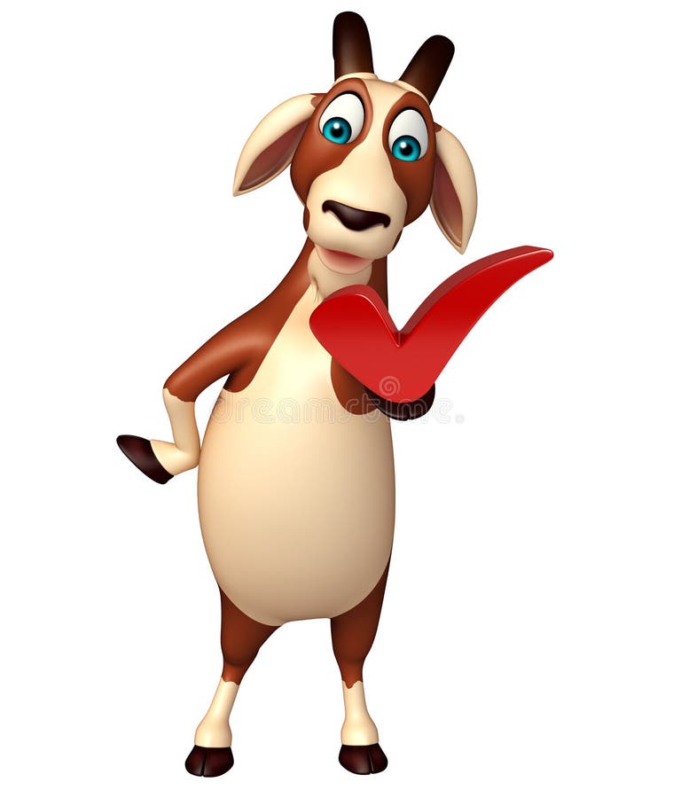 Fun Goat Cartoon Character with Clock Stock Illustration - Illustration ...