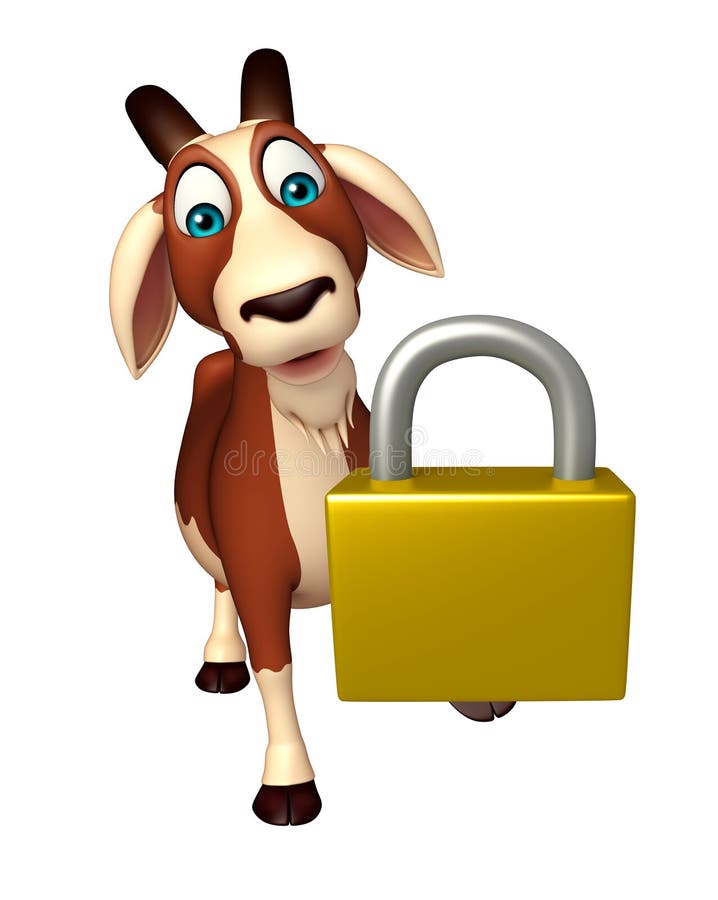 Fun Goat Cartoon Character with Clock Stock Illustration - Illustration ...