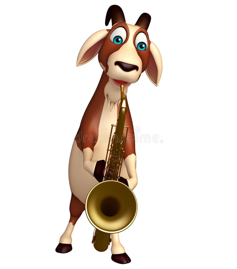 Fun Goat Cartoon Character with Clock Stock Illustration - Illustration ...