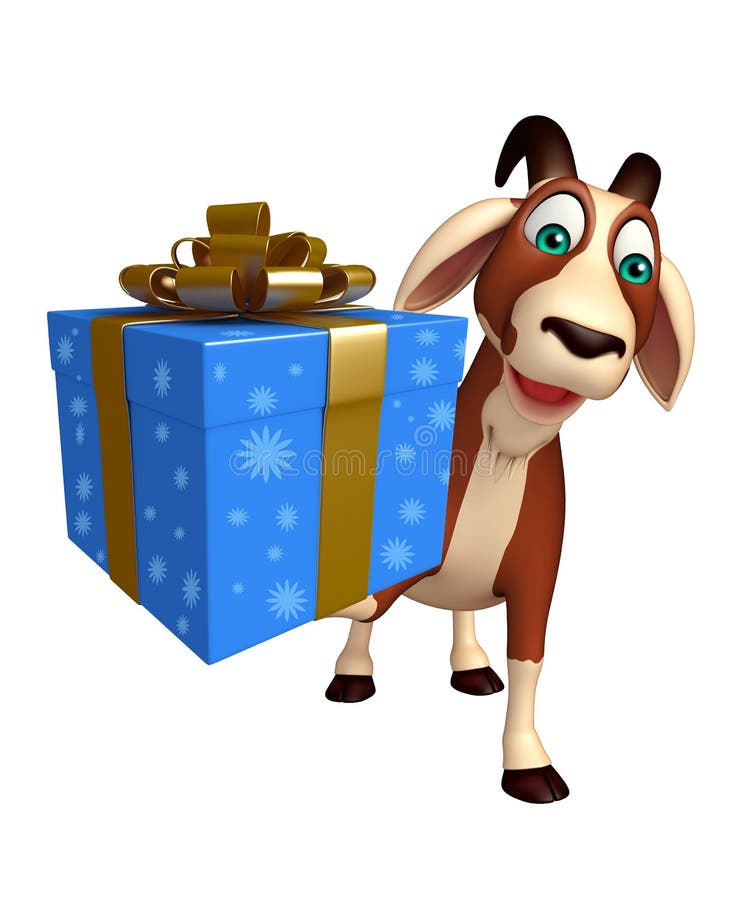 Fun Goat Cartoon Character with Clock Stock Illustration - Illustration ...