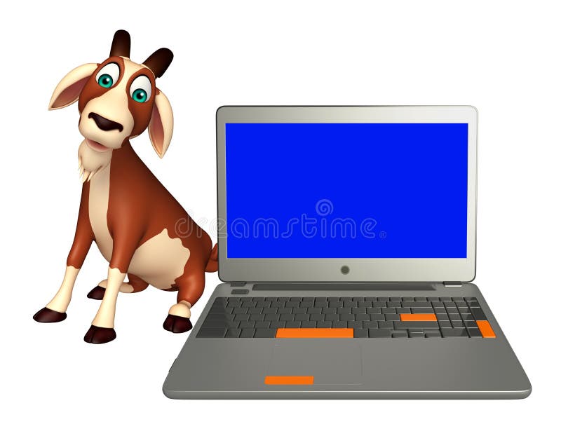 Fun Goat Cartoon Character with Clock Stock Illustration - Illustration ...