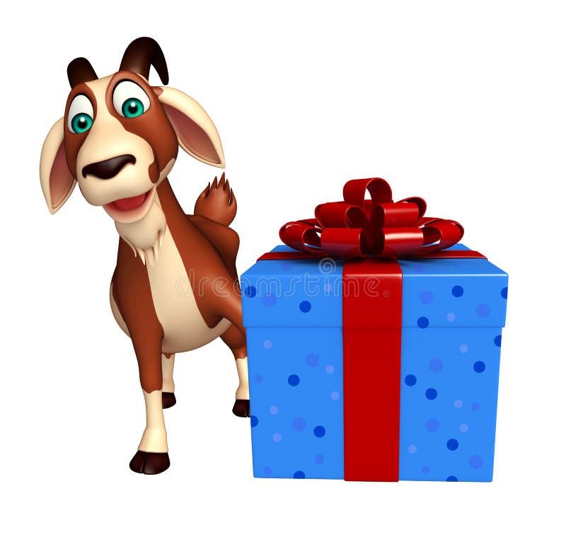 Fun Goat Cartoon Character with Clock Stock Illustration - Illustration ...