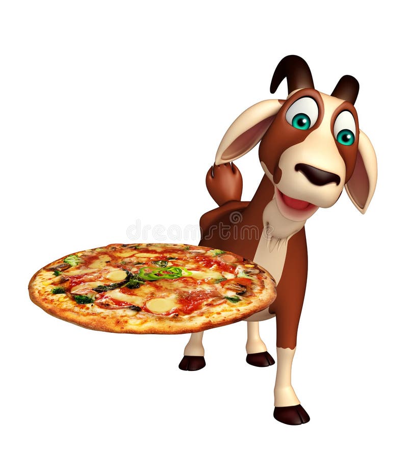 Fun Goat Cartoon Character with Clock Stock Illustration - Illustration ...