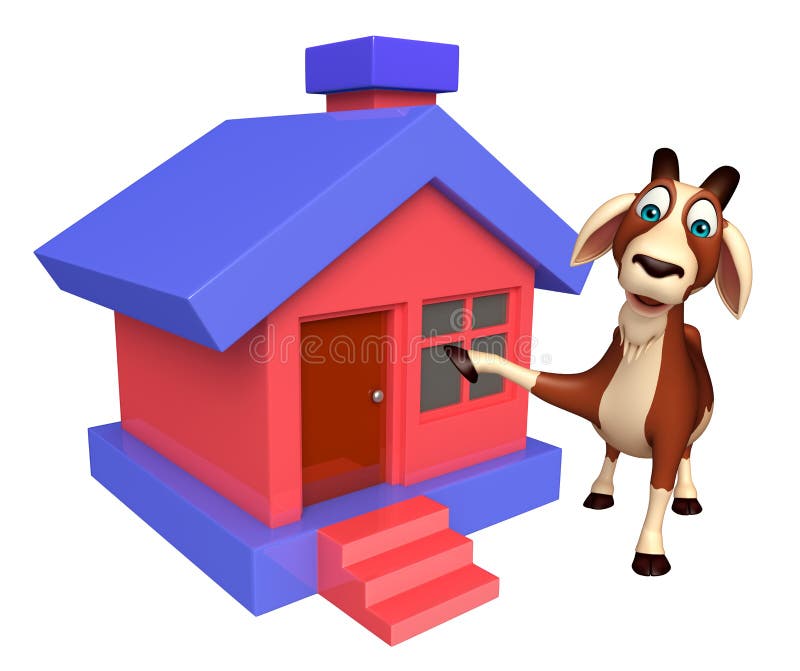 Fun Goat Cartoon Character with Clock Stock Illustration - Illustration ...