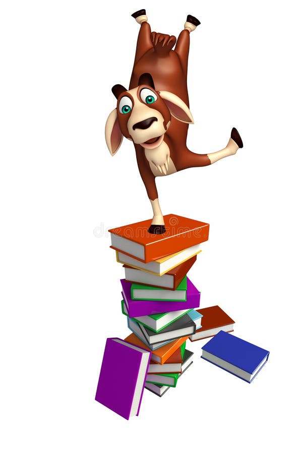 Fun Goat Cartoon Character with Clock Stock Illustration - Illustration ...