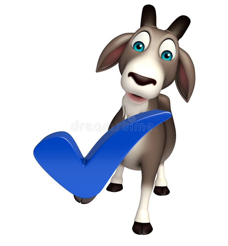 Fun Goat Cartoon Character with Right Sign Stock Illustration ...