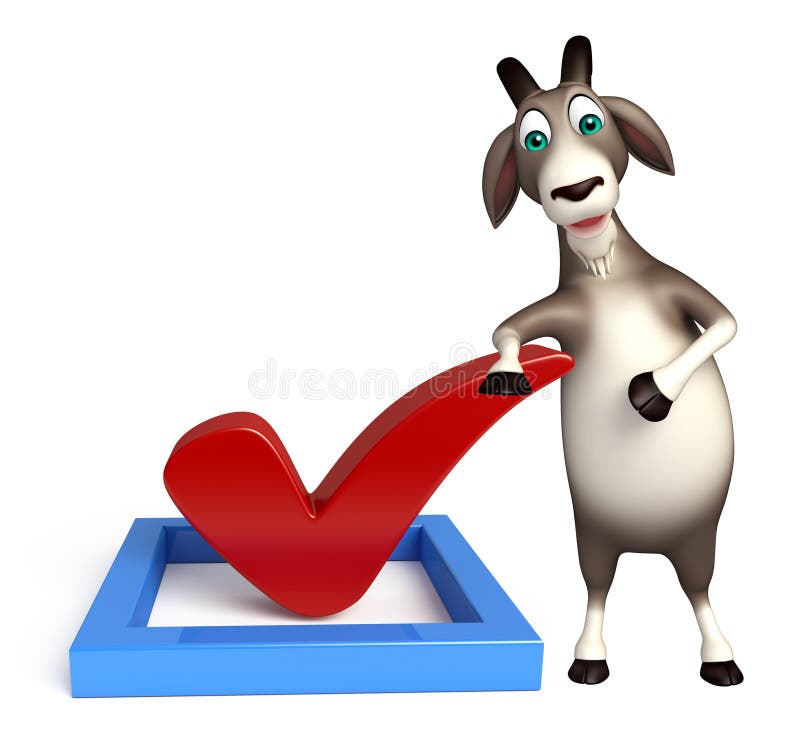 Fun Goat Cartoon Character with Right Sign Stock Illustration ...