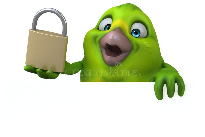 Fun Green Bird - 3D Illustration Stock Illustration - Illustration of ...