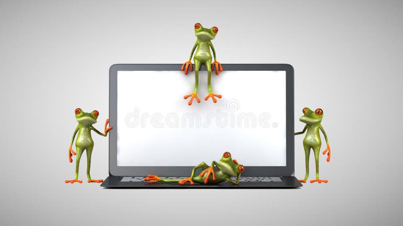 Fun Green Frogs Next To a Laptop Stock Footage - Video of website ...