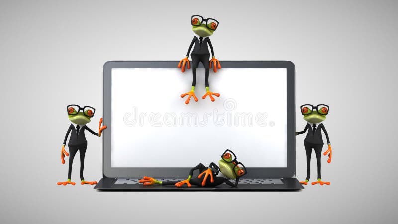 Fun 3D cartoon frogs stock footage. Video of computer - 320385850