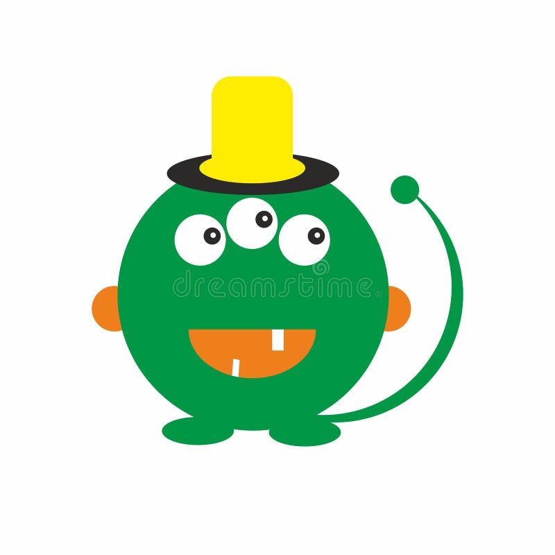 Fun Green Monster Kids Icon Friendly Illustration Vector Stock Vector ...
