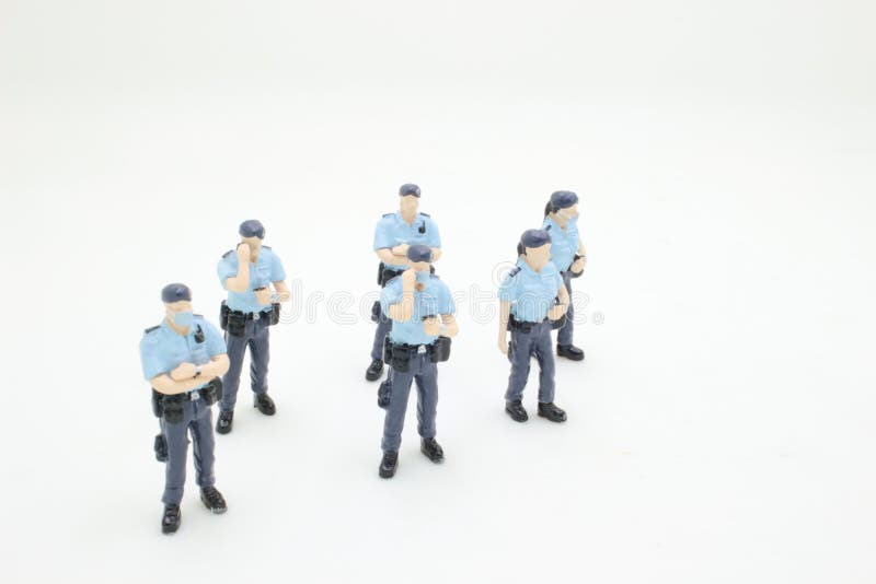 Fun of Group of Cartoon Security Police Officers Stock Photo - Image of ...
