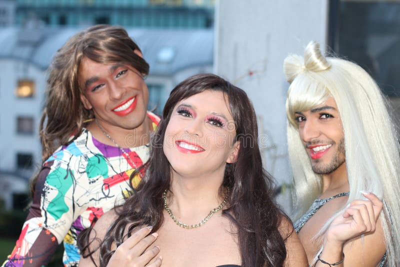 Fun Group of Three Transvestites Stock Image - Image of issues, group ...